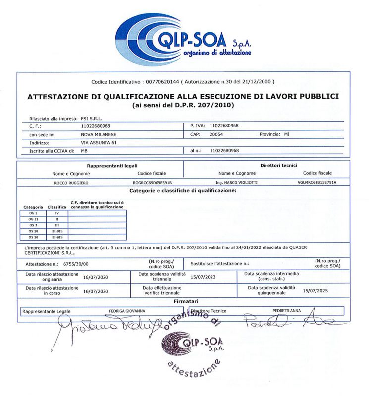 FSI obtains certification for existing extensions and new SOA categories